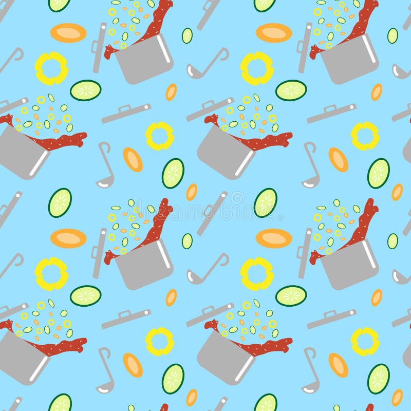 Kitchen Pattern soup stock vector. Illustration of bowl - 139176531