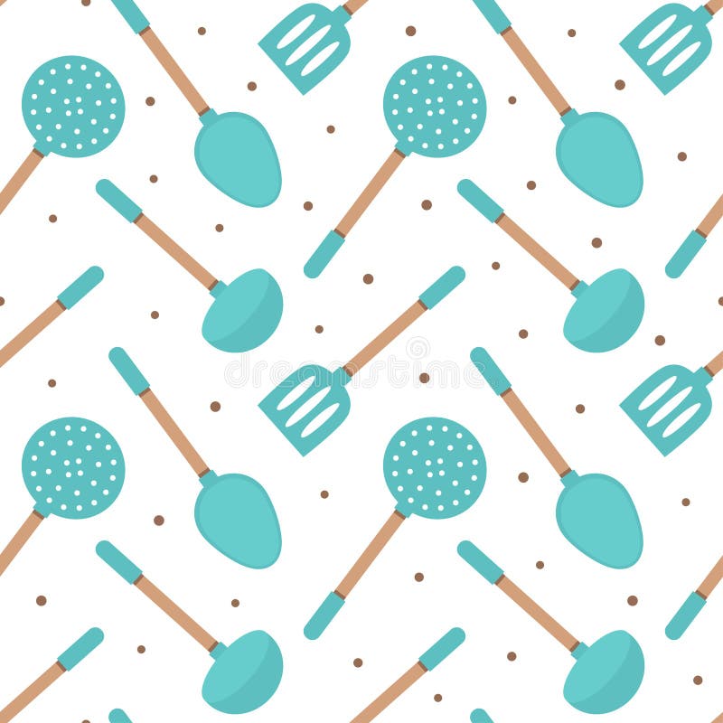 Kitchen Pattern of Spoons, Spatula and Ladle Stock Vector ...