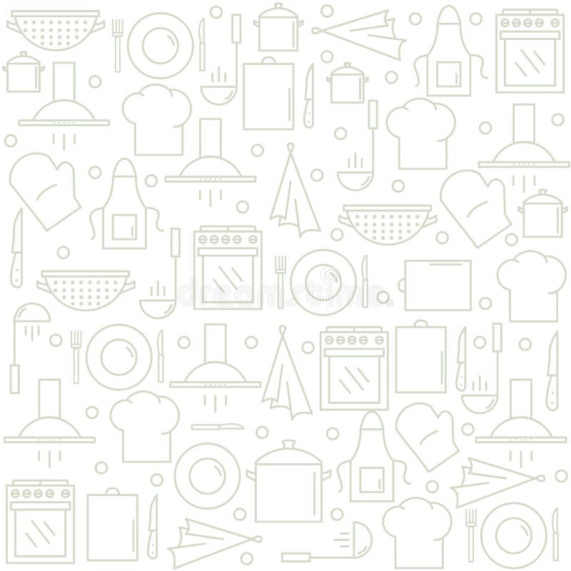 Kitchen Pattern in the Style of the Line. Kitchen Background Stock ...