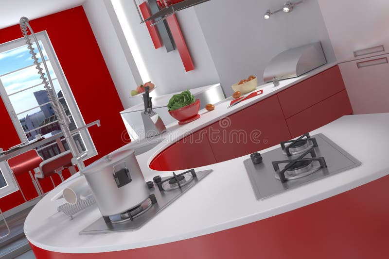 Kitchen Photo Realistic Render Stock Illustration - Illustration of ...
