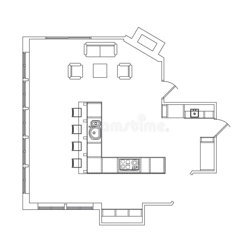 Kitchen cabinets stock vector. Illustration of dining - 14125622