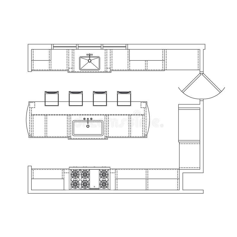 Kitchen plan stock illustration. Illustration of range - 14125626