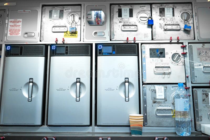 Kitchen on the Plane. Crew Cabin Editorial Image - Image of inside ...