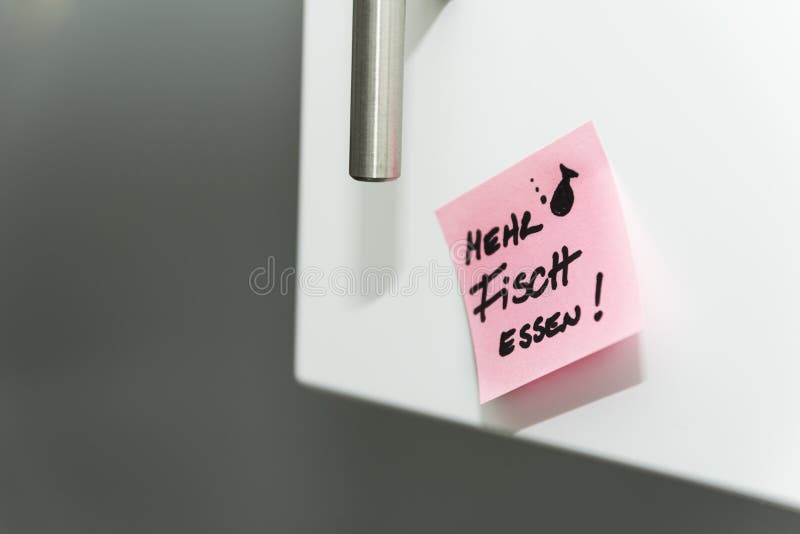 Kitchen, Post-it Note, Eat More Fish Stock Photo - Image of postit ...