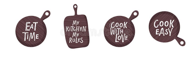 Kitchen Posters with Cutting Boards. Texts with Cutting Board Isolated ...