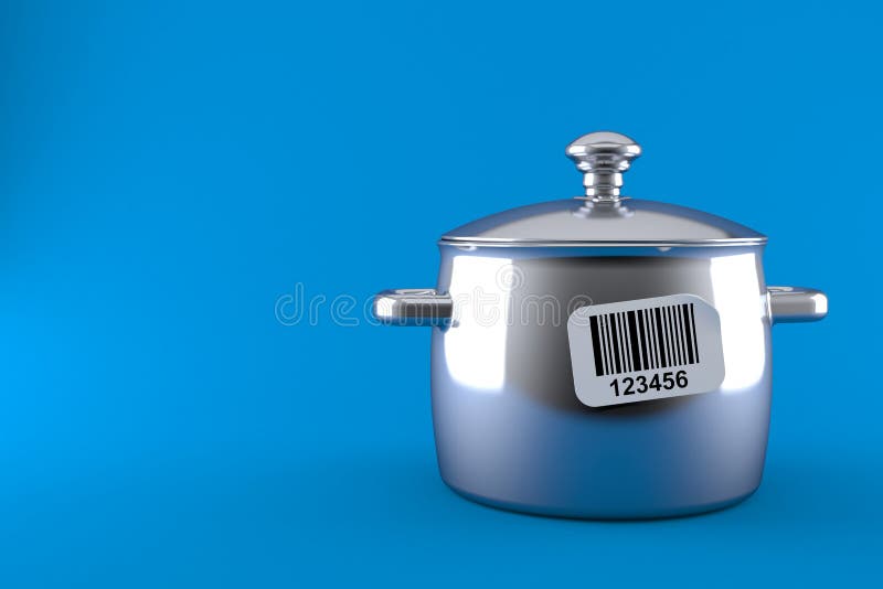 Kitchen Pot with Barcode Sticker Stock Illustration - Illustration of ...