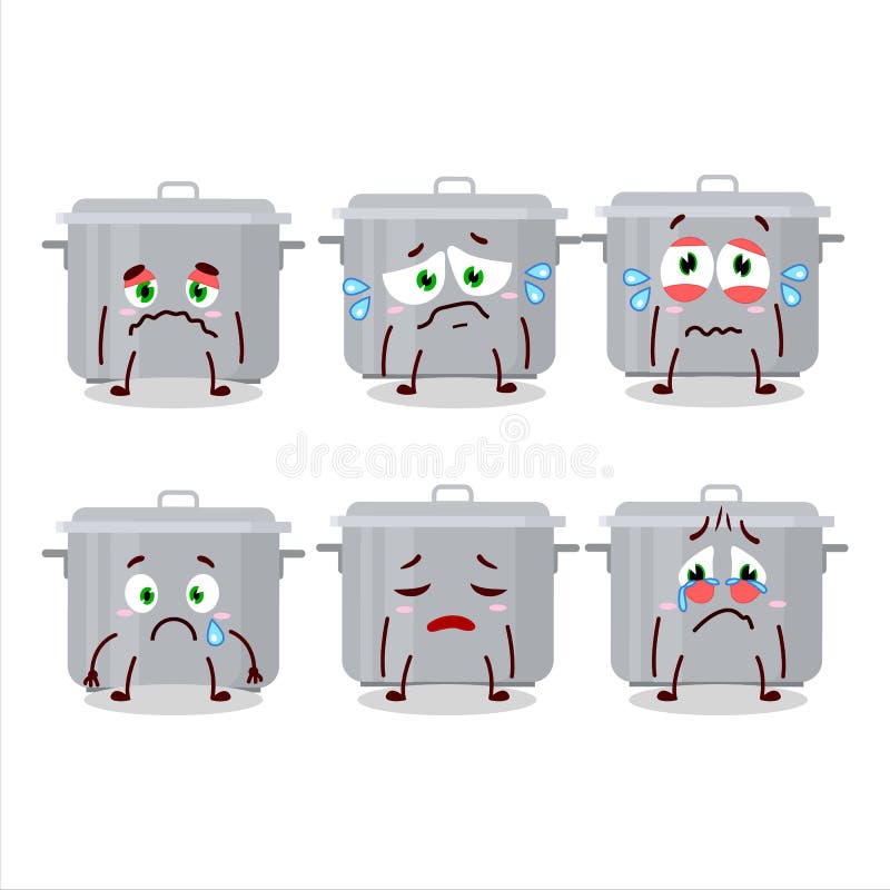 Kitchen Pot Cartoon Character with Sad Expression Stock Vector ...