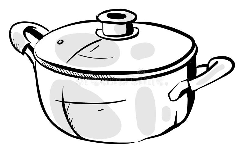 Kitchen Pot Drawing, Illustration, Vector Stock Vector - Illustration ...