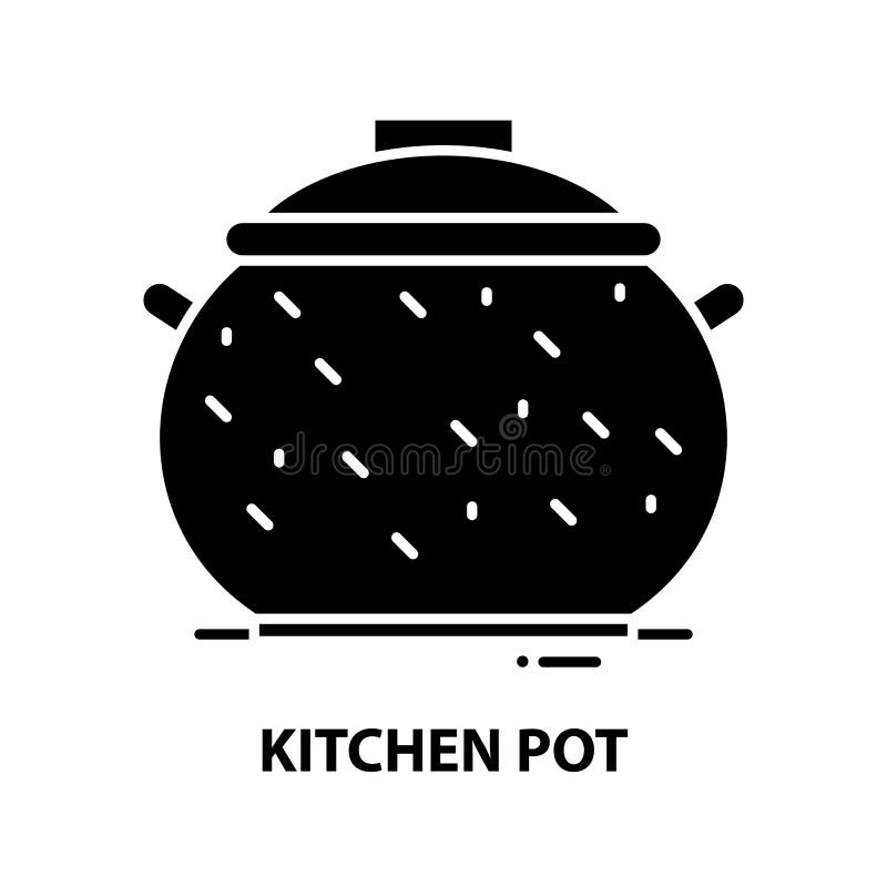 Kitchen Pot Icon, Black Vector Sign with Editable Strokes, Concept ...