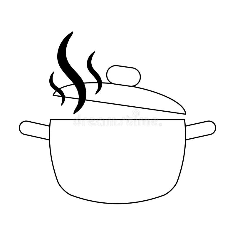 Kitchen Pot Open Wit Aroma Black and White Stock Vector - Illustration ...
