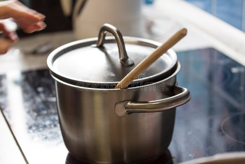 Kitchen pot stock image. Image of kitchen, silver, cooking - 45176965