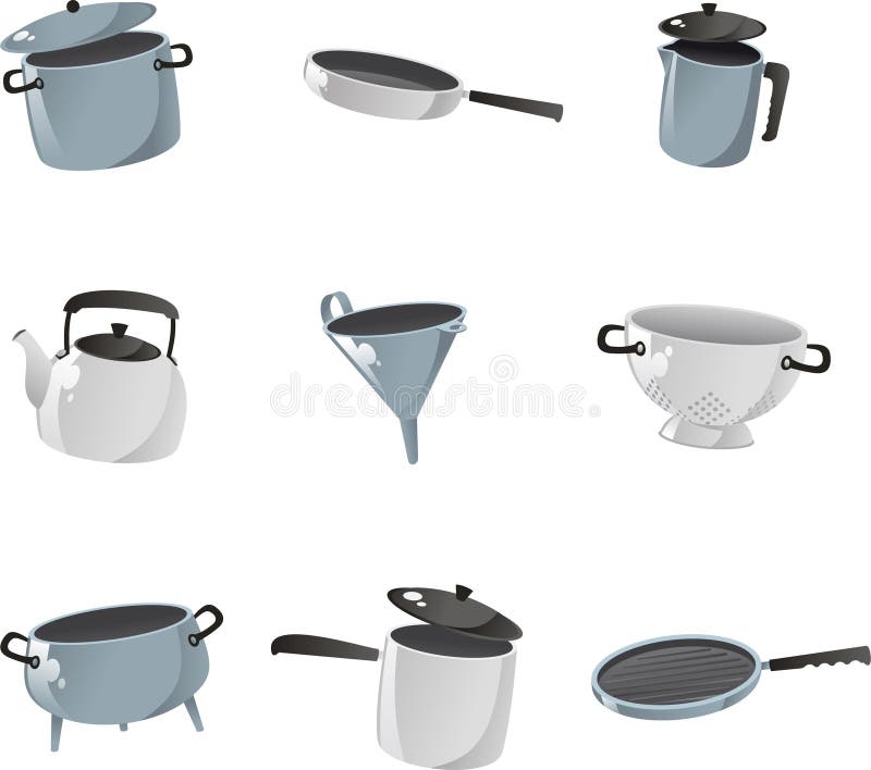 Kitchen pots stock illustration. Illustration of frying - 86749160