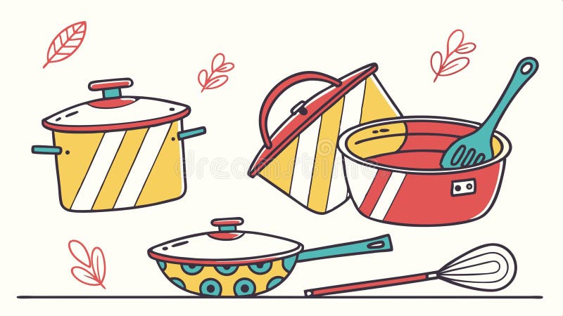 Kitchen Pots and Pans Set, Cookware Illustration Vector Design ...