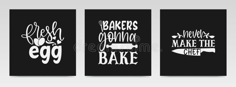 Kitchen Quotes Letter Typography Set Illustration Stock Vector ...
