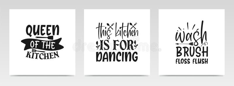 Kitchen Quotes Letter Typography Set Illustration Stock Vector ...
