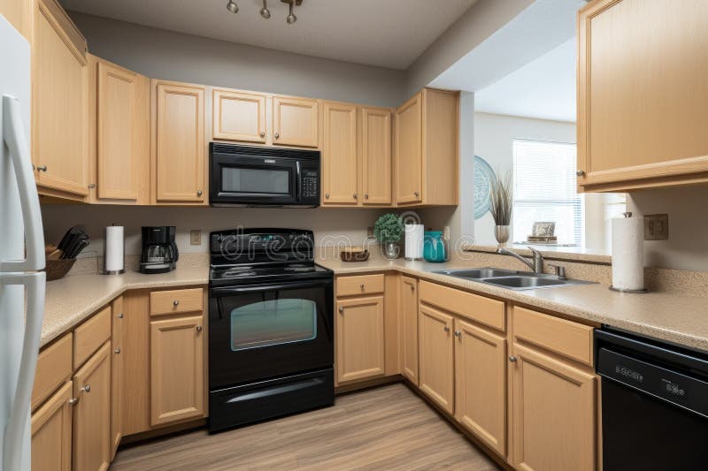 Kitchen with Range Hood, Dishwasher, and Refrigerator that are All ...