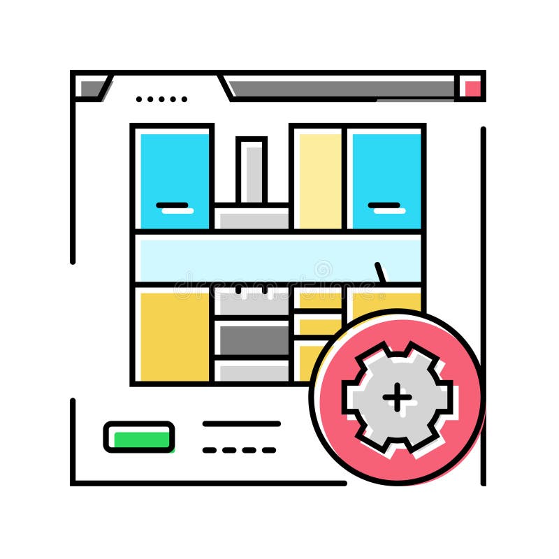 Kitchen Redesign Interior Color Icon Vector Illustration Stock Vector ...