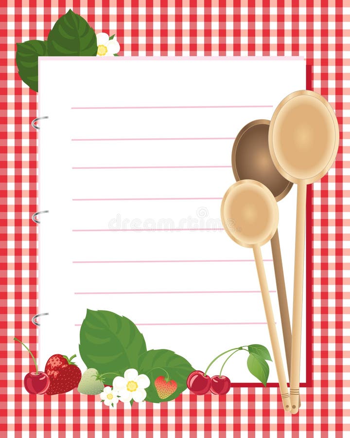 Kitchen Note Vector Template. Stock Vector - Illustration of cookbook ...