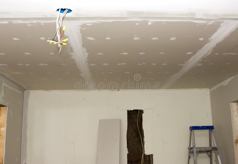 Kitchen Remodel Ceiling Drywall with Wires Dangling Stock Photo - Image ...