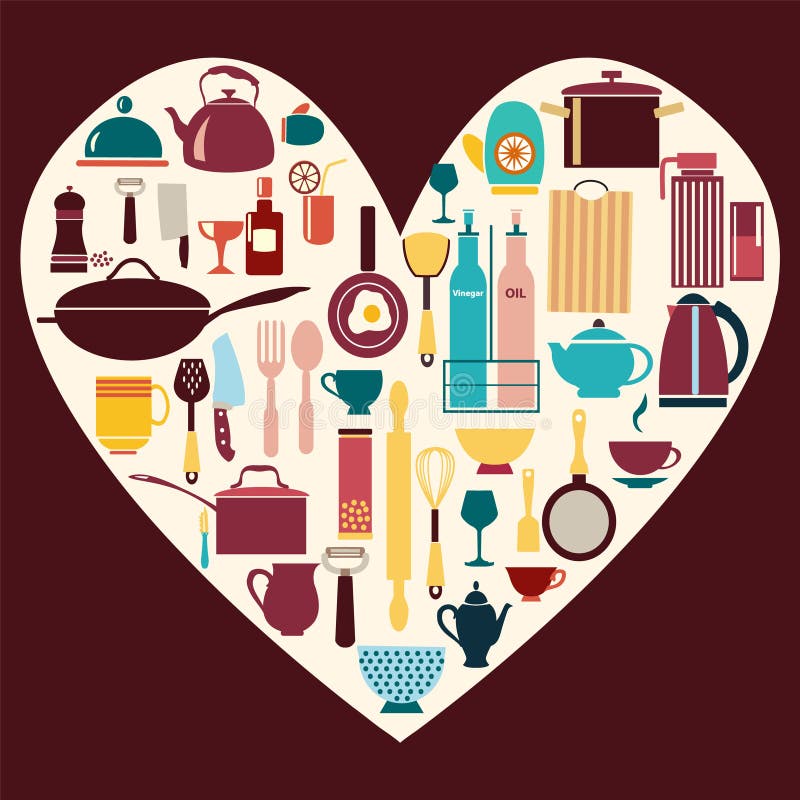 Kitchen and Restaurant Icon Kitchenware Set Stock Vector - Illustration ...
