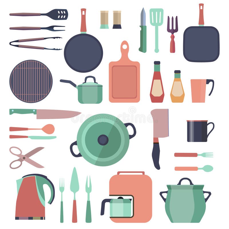 Kitchen and Restaurant Icon Tools Set. Kitchenware Collection Isolated ...