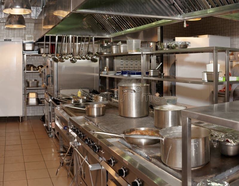 Kitchen of a restaurant stock photo. Image of crock, equipment - 61604836
