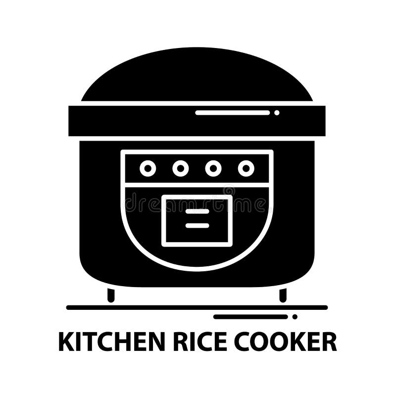 Kitchen Rice Cooker Icon, Black Vector Sign with Editable Strokes ...