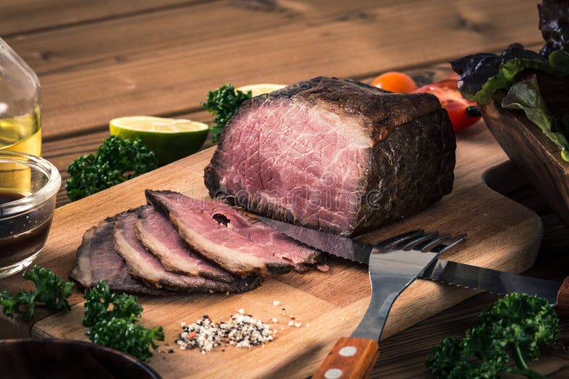 Kitchen and Roast Beef and Vegetables and Condiments Stock Image ...