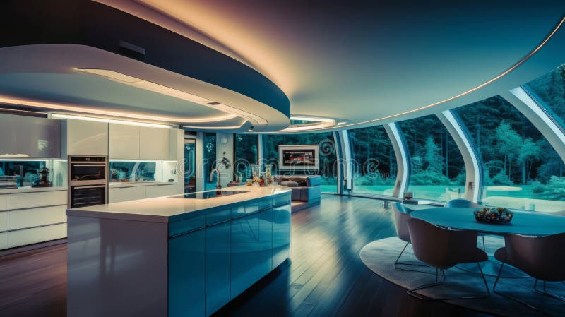 Kitchen Room of a Beautiful Futuristic Design. AI Generated Stock ...