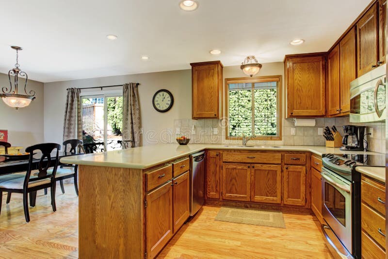 Kitchen with eating area stock photo. Image of modern - 46487236