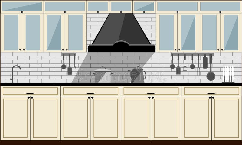 Kitchen Room. Flat Style Vector Illustration Stock Illustration ...