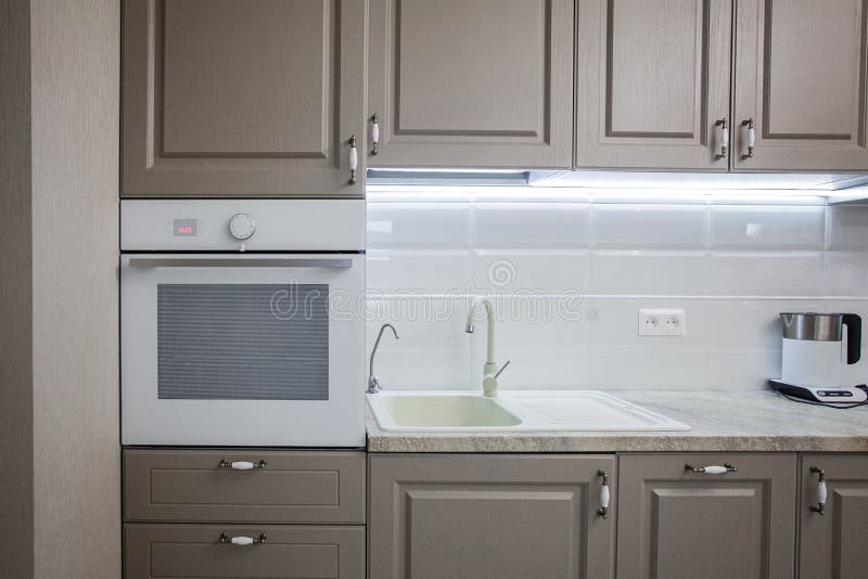 Kitchen Room Interior Detail, Interior Modern Design Room Stock Image ...