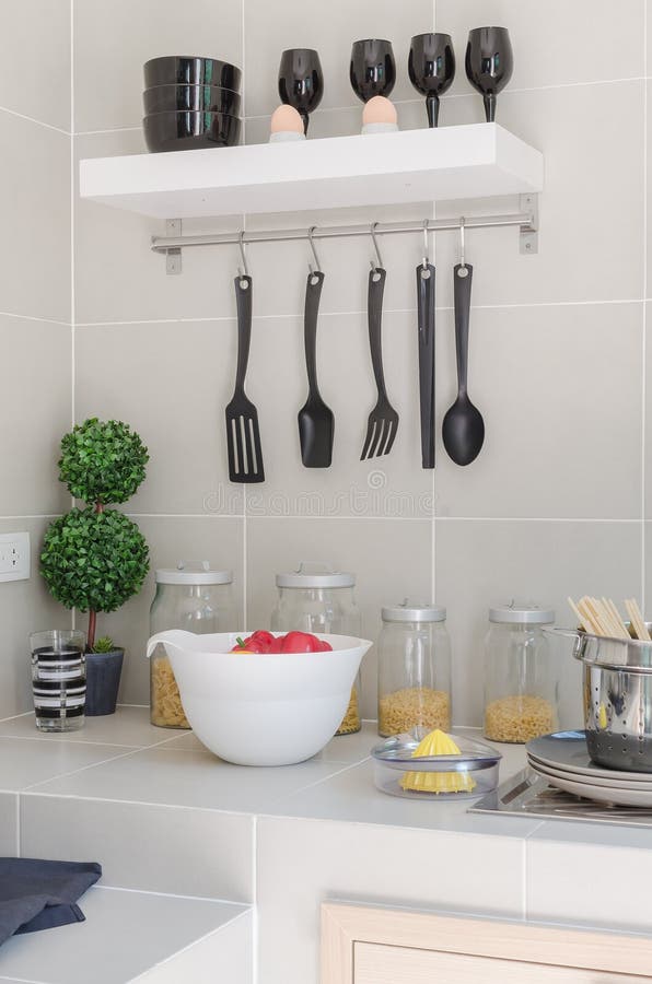 Utensil on Counter in Kitchen Room Stock Photo - Image of equipment ...
