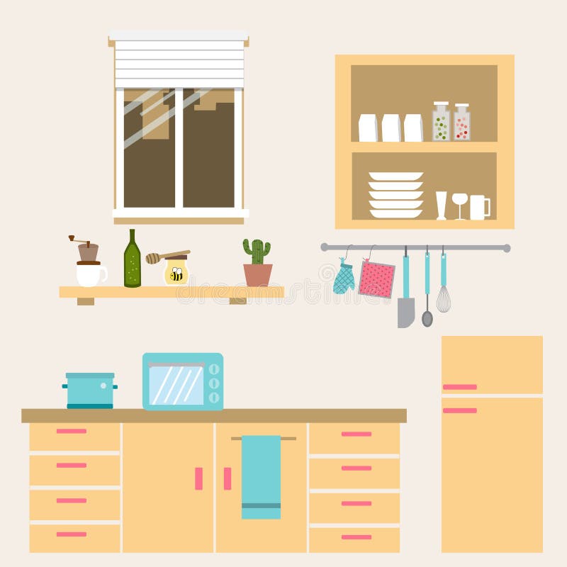The kitchen room vector stock vector. Illustration of room - 66696007