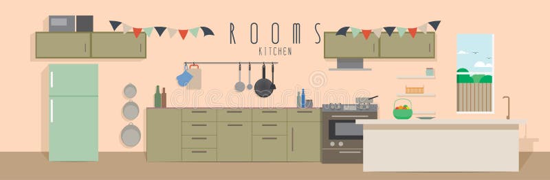 Kitchen (Rooms) stock vector. Illustration of colors - 49935422