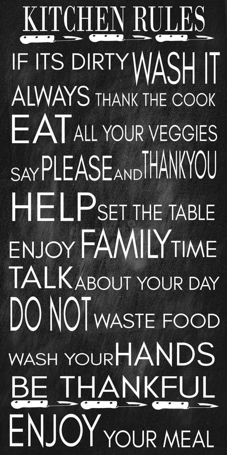 Kitchen rules poster stock vector. Illustration of print - 114760221