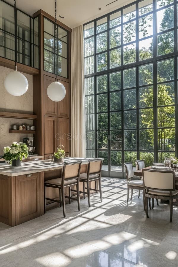 A Kitchen with a Rustic Charm, Bathed in Sunlight, Showcasing Long ...