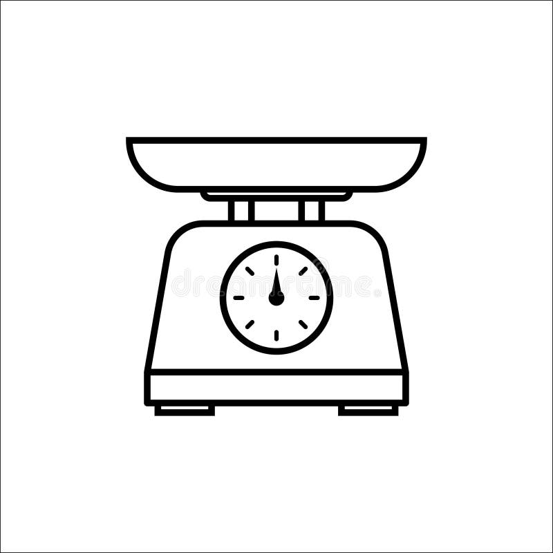 Kitchen Scale with Bowl Isolated on White Background. Stock Vector ...