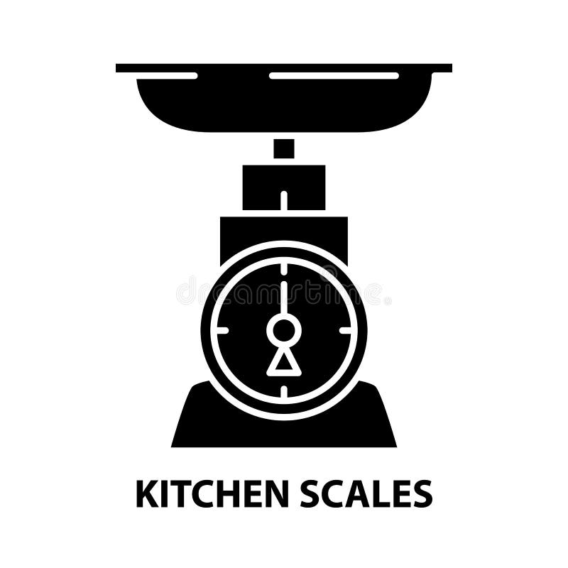 Kitchen Scales Icon, Black Vector Sign with Editable Strokes, Concept ...
