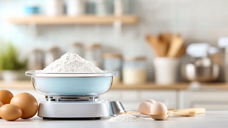 Kitchen Scales Measure Flour and Eggs among Utensils, Highlighting ...