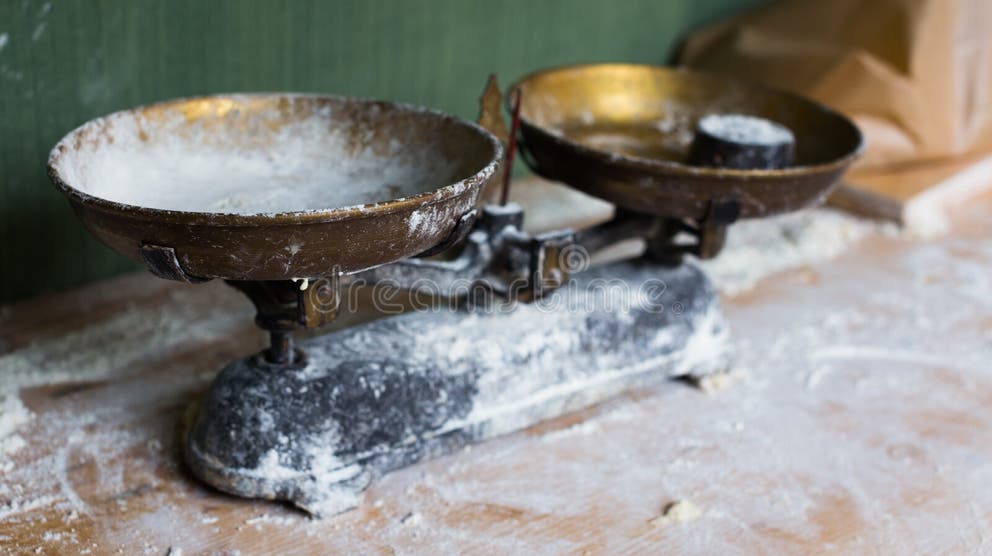 Kitchen Scales on Vintage Kitchen Stock Image - Image of scales ...