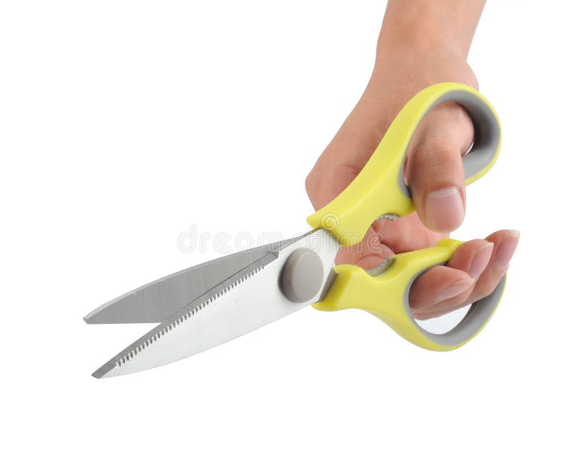 Woman Hand Holding Red Scissors Stock Photo - Image of cutting ...