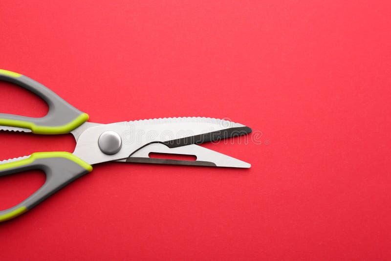 Kitchen Scissors on Color Background, Top View Stock Image - Image of ...