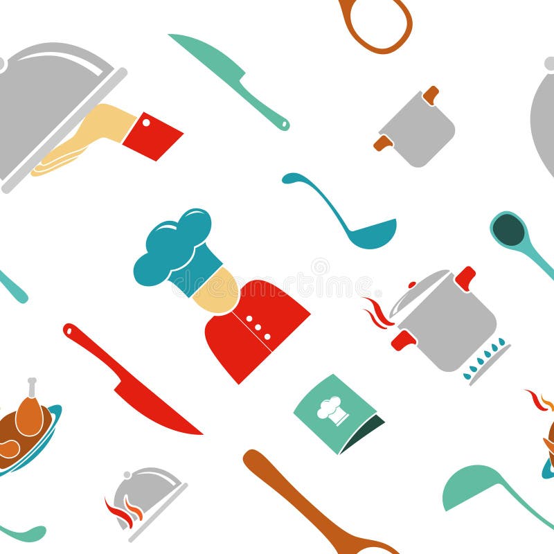 Kitchen Seamless Vector Pattern Stock Vector - Illustration of home ...