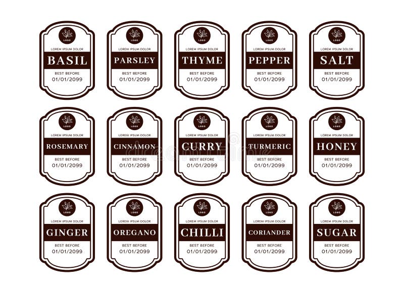 Kitchen Seasoning Pantry Label Organizer in Black White Classic Style ...