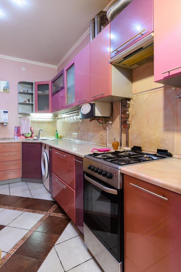 Kitchen Set in an Apartment for Rent, Vertical Frame Stock Image ...