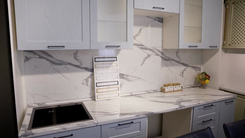 A Sample of a Kitchen Set in a Furniture Salon. Modern Kitchen Set ...