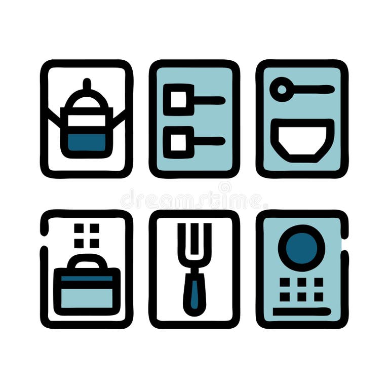 Kitchen set of icon stock vector. Illustration of screen - 358153916