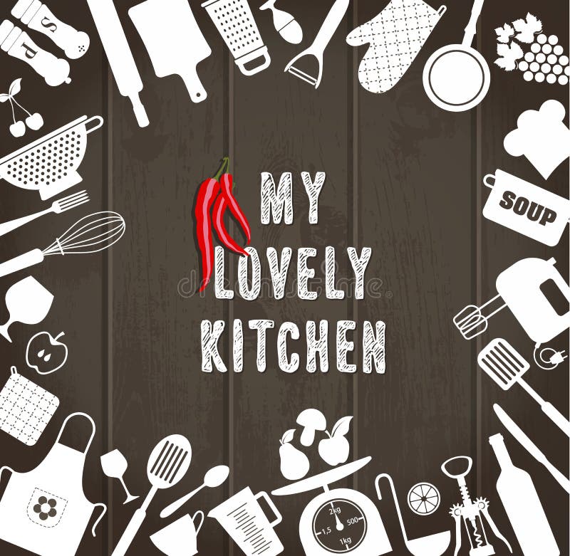 Kitchen Set Icon on Texture. Stock Vector - Illustration of home ...