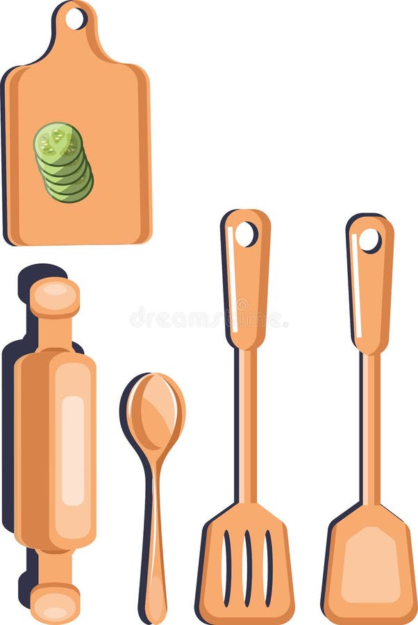 Kitchen Set Vector Color Illustration Stock Vector - Illustration of ...